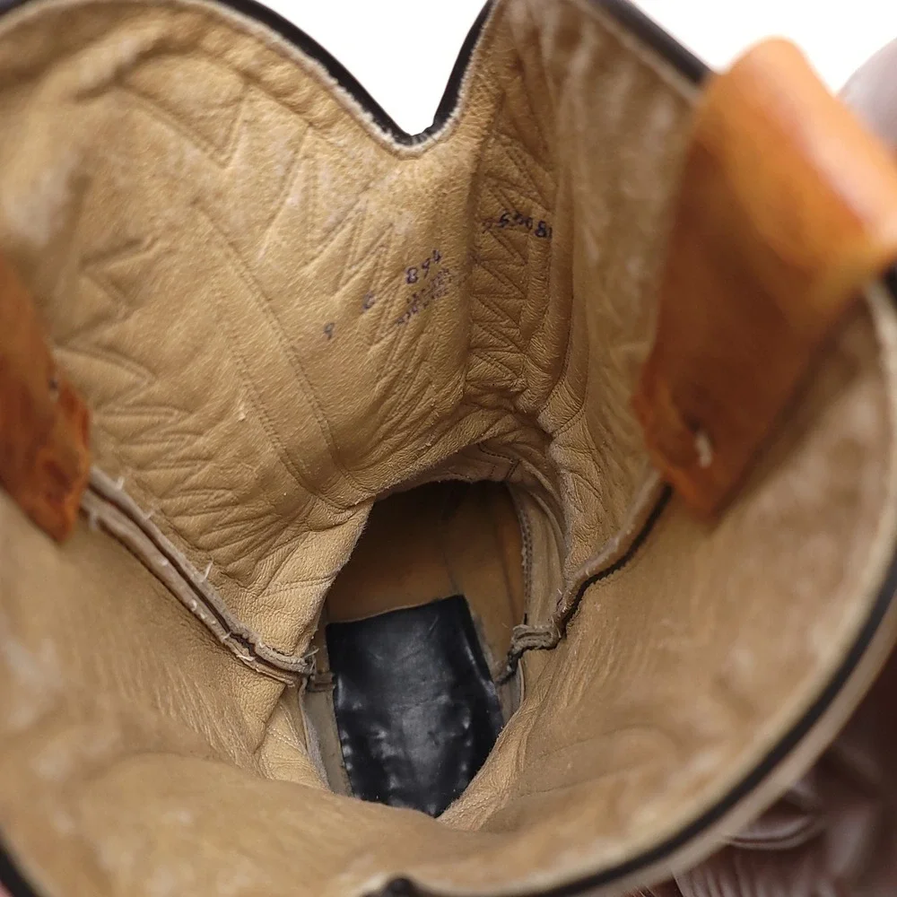 Mason | Shoes | Mason Mens Brown Leather Western Cowboy Boots Made In ...